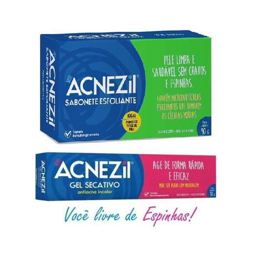 Kit Acnezil sabonete esfoliante 90g + acnezil gel secativo 10g contra ...