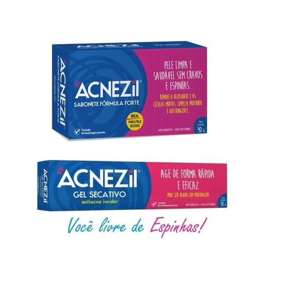 Kit Acnezil sabonete formula forte 90g + acnezil gel secativo 10g ...