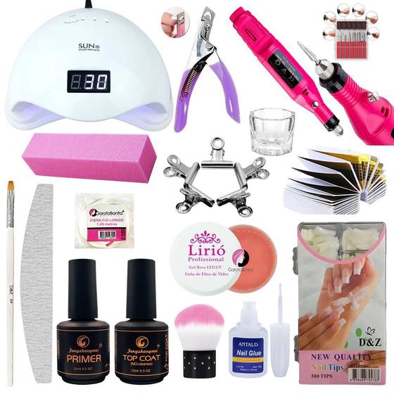 Kit Acrigel Fibra Unhas Profissional Cabine Sun5 Lixadeira - Garota ...