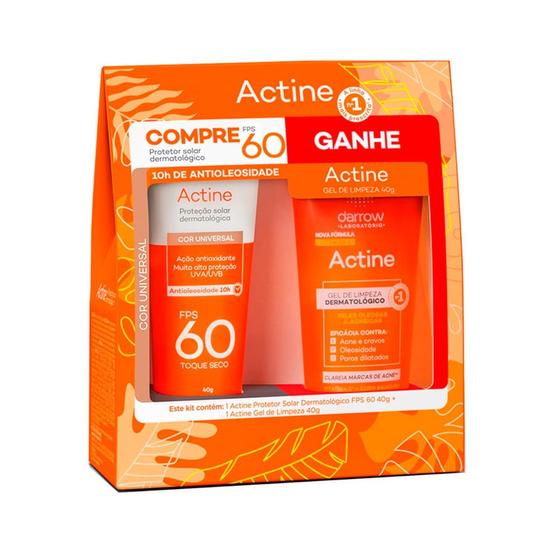 Kit Actine Protetor Solar FPS60 Cor Universal 40g e Ganhe Gel de ...