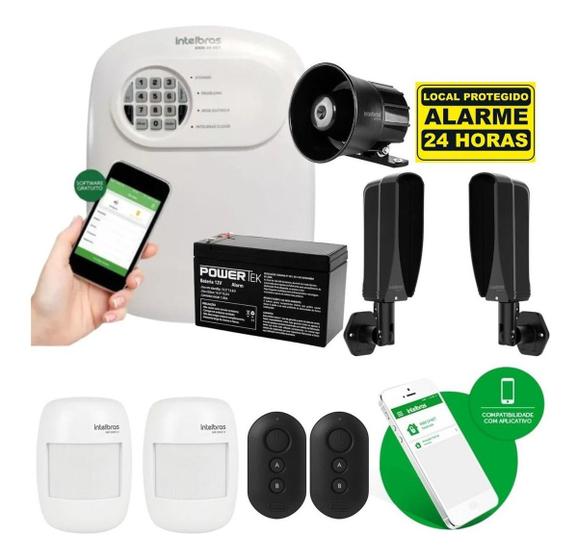 Kit Alarme Intelbras 2 Sensor C/ Fio E Par De Barreira - Alarme ...