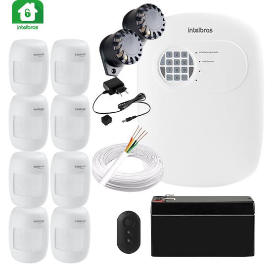 Kit Alarme Intelbras 8 Sensores De Presença Com Fio 2 Sirene - Alarme ...