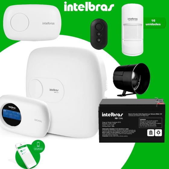 Kit Alarme Intelbras Amt 2018Eg c/16 Zonas + Bateria+Sensor - Alarme ...