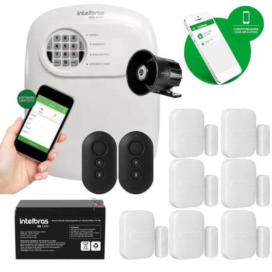 Kit Alarme Intelbras Monitorado App Celular 7 Sensor Xas4010 - Alarme ...