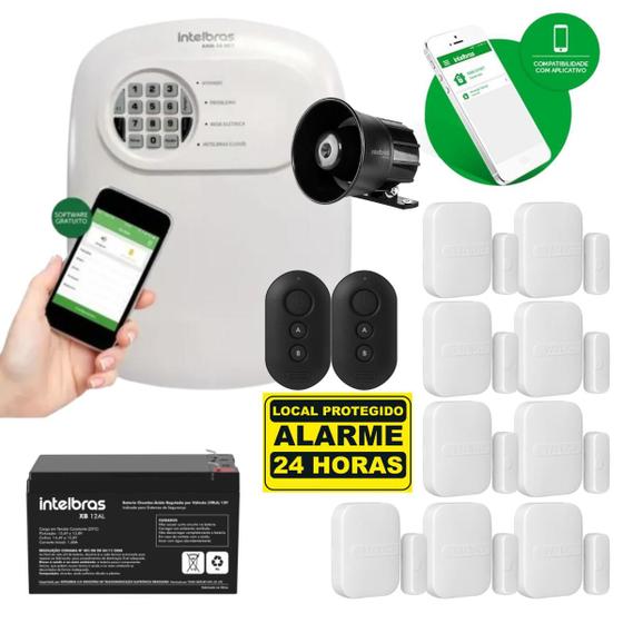 Kit Alarme Intelbras Monitorado App Celular 9 Sensor Sem Fio - Alarme ...