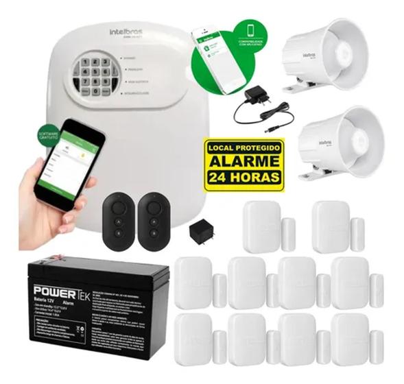 Kit Alarme Intelbras Monitorado Celular 10 Sensor Sem Fio - Alarme ...