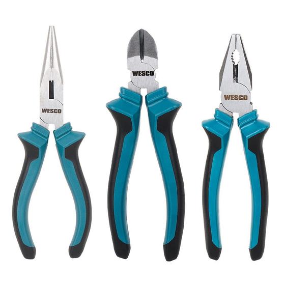 Kit Alicates Universal, Corte Diagonal, Bico Meia Cana Wesco - Alicate ...