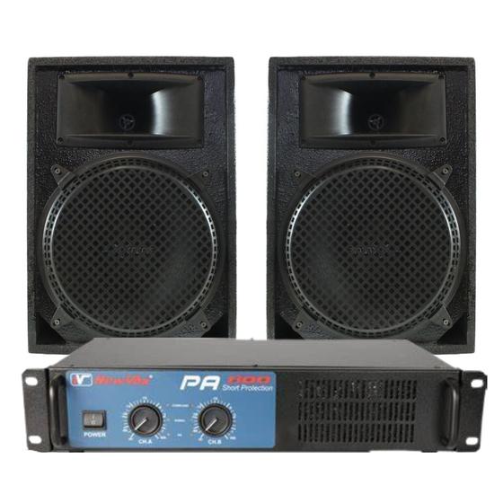 Kit Amplificador PA 600-300w Rms+2 Caixas Acústicas 270w Rms - New Vox ...