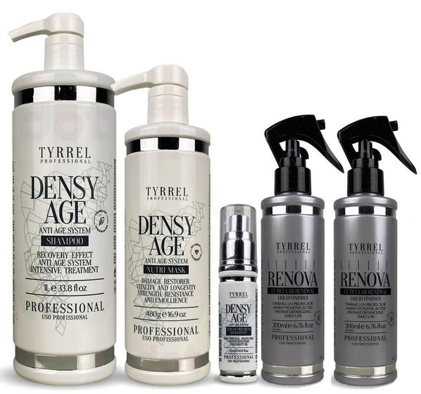 Kit Anti Idade Tyrrel Shampoo Máscara Sérum Líquido Finalizador Densy ...