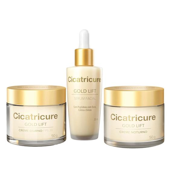 Kit Anti-Rugas Cicratricure Gold Lift Com Peptídeos Ouro Cálcio e ...