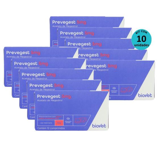 Kit Anticoncepcional Preve-Gest Biovet 5mg c/ 12 Comprimidos C/ 10 ...