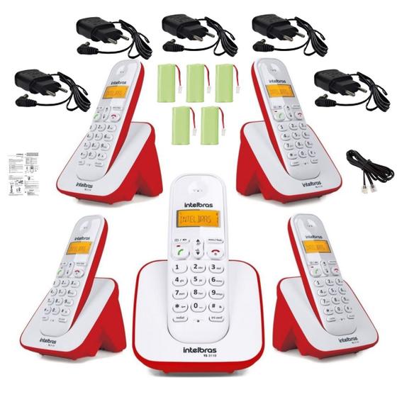 Kit Aparelho Telefone Sem Fio 4 Ramal Bina Alcance 50 a 300M ...