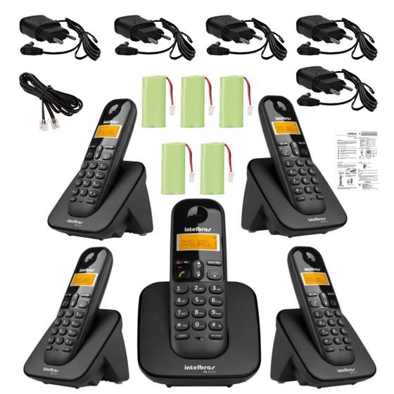 Kit Aparelho Telefone Sem Fio 4 Ramal Bina Alcance 50 a 300M ...