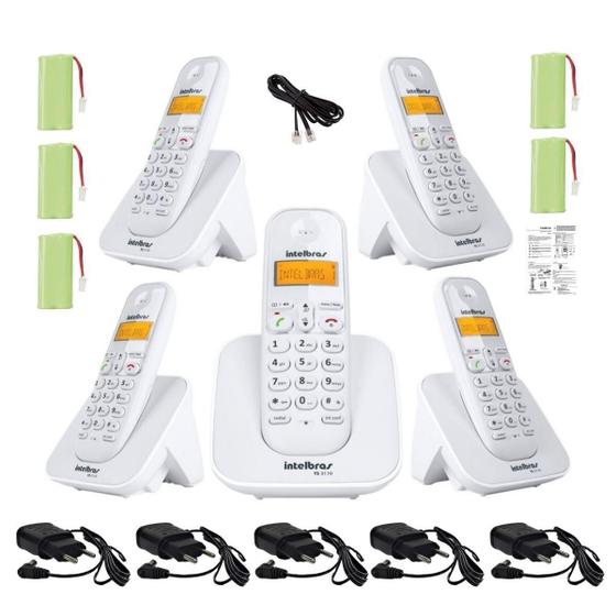 Kit Aparelho Telefone Sem Fio 4 Ramal Bina Alcance 50 A 300M ...