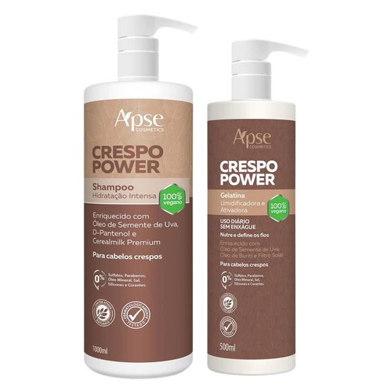 Kit Apse Crespo Power Shampoo Hidratante 1l + Gelatina 500ml - Shampoo ...
