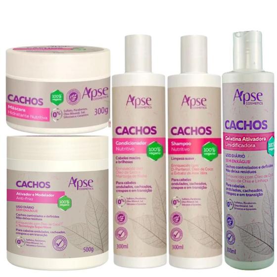 Kit Apse Tratamento Capilar Profissional Completo Vegano com D Pantenol ...
