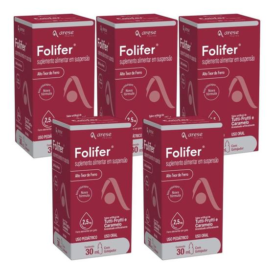 Kit Arese Folifer Gotas Sabor Tutti-Frutti e Caramelo Com 5 Caixas De ...