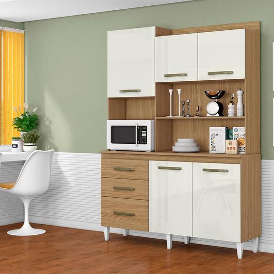 Kit Armario de Cozinha Compacto 6 Portas Espaço Microondas Mila Banrô ...