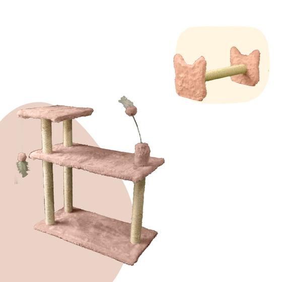 Kit Arranhador Para Gatos Felinos Pets Plataforma 3 Bases Andares Sisal ...
