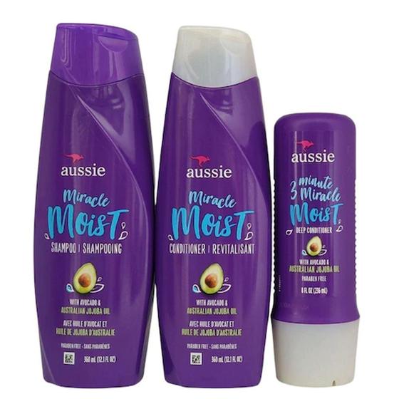 Kit Aussie Shampoo 360ml + condicionador 360ml + máscara 236ml - Kit ...
