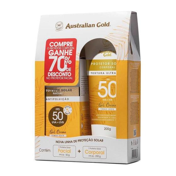Kit Australian Gold Protetor Solar FPS50 200g + Facial FPS50 ...