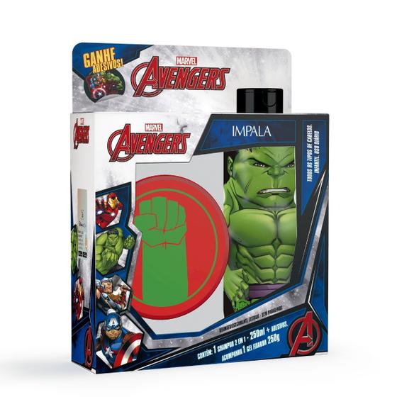 KIT AVENGERS HULK - SHAMPOO 2 EM 1 250ml + GEL 250g - Impala - Shampoo ...