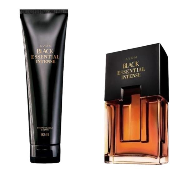 Kit Avon Linha Black Essential Intense com Shampoo 90ml + Deo Colônia ...