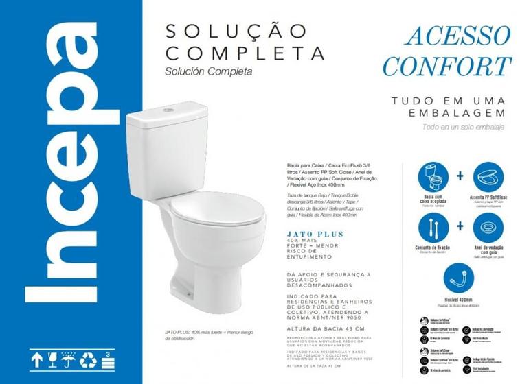 Kit Bacia + Caixa acoplada e Acessórios Acesso Confort BR Incepa - Vaso ...