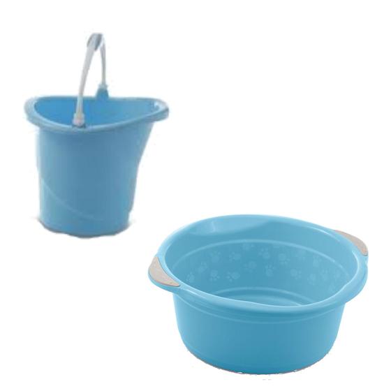 Kit Balde E Bacia Azul Adoleta - CAJOVIL - Banheira de Bebê - Magazine ...