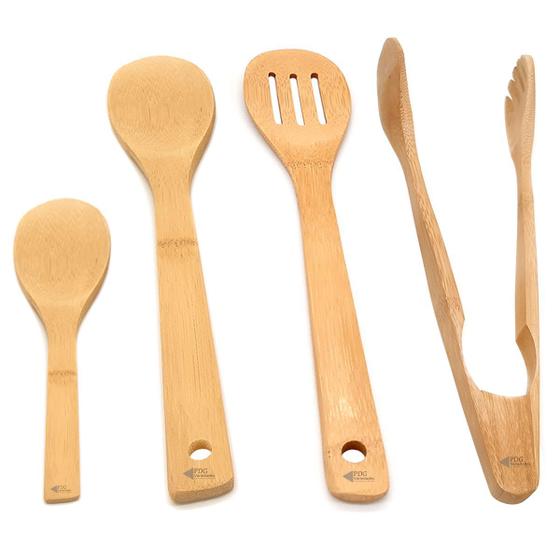 Kit Bambu Colher Grande de Madeira Para Cozinhar Servir com Pegador ...