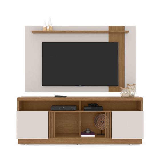 Kit Bancada Salerno + Painel para TVs até 60 Polegadas Extensivo Ferri Natura Real / Off White ...