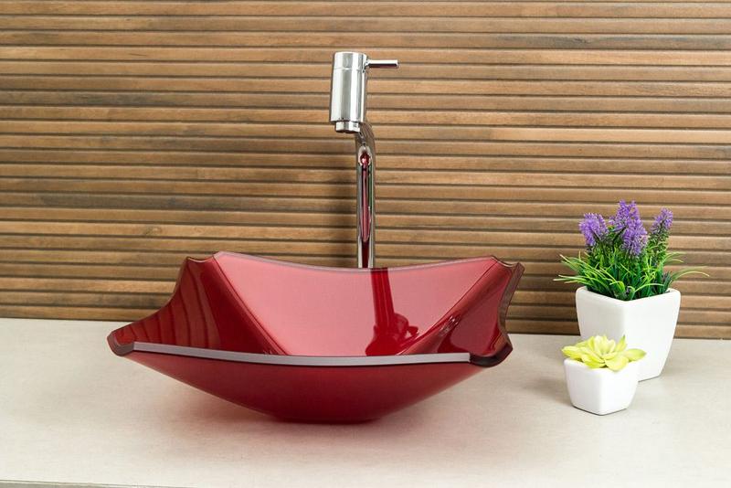 Kit Banheiro Cuba de Vidro Quadrada Retrô 33cm com Torneira Link Cromada + Válvula Click - Aiko ...