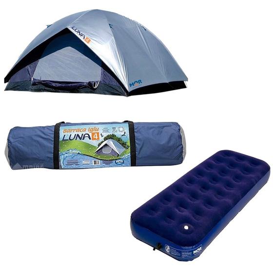 Kit Barraca Luna 4 Pessoas + Colchão Solteiro Inflável Camping - MOR ...
