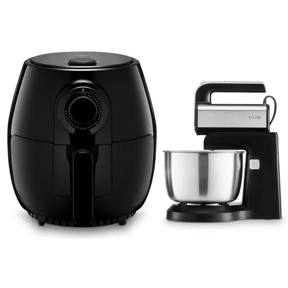 Kit Batedeira Elgin Silver Blend 500W 5 Velocidades Inox E Fritadeira Elétrica Sem Óleo Quick ...