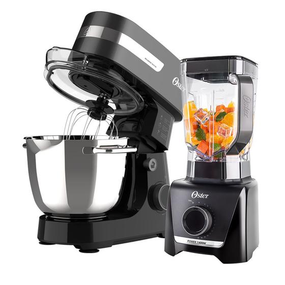 Kit Batedeira Planetária Oster Bowl Inox e Liquidificador 1400 Full II ...