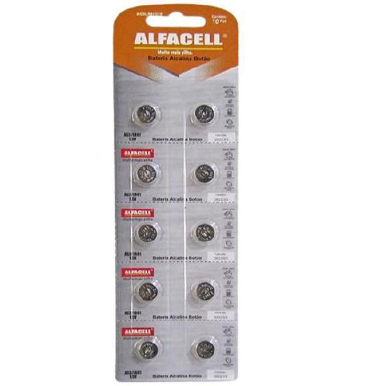 Kit Bateria Alcalina Botão Ag3 G3 Lr41 1,5V - 10 Unidades - Alfacell - Bateria - Magazine Luiza