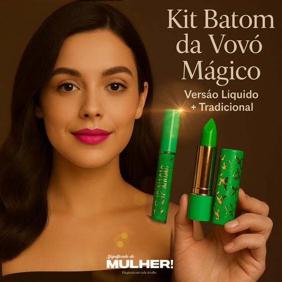 Kit Batom Verde Mágico Gloss Labial Mágico Lip Verde Fica Rosa E Batom ...