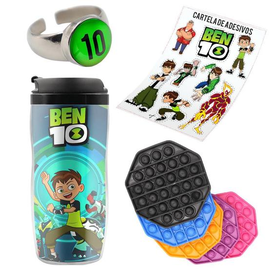 Kit Ben 10 Anel Aliens Cartela de Adesivos e Pop it Geek - Cartela de ...