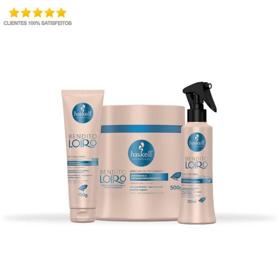 Kit Bendito Loiro Haskell Máscara 500g + Fluido E Proteina - Kit de Tratamento para Cabelos ...