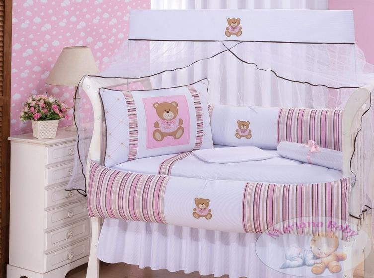 Kit Berço 9 Peças - Urso Teo Rosa - Mariana Baby - Kits Enxoval para ...