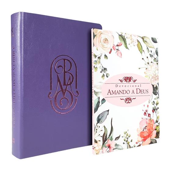 Kit Bíblia da Mulher que Ora Grande Roxa + Devocional Amando a Deus ...