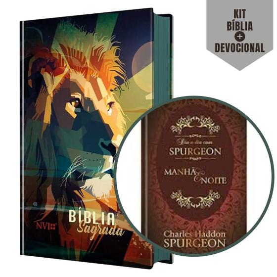 Kit Biblia Sagrada Estampado Leão Color + Devocional Diário Charles H ...