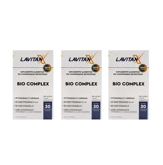 Kit Bio Complex Lavitan Com 3 Unidades De 30 Comprimidos Revestidos ...