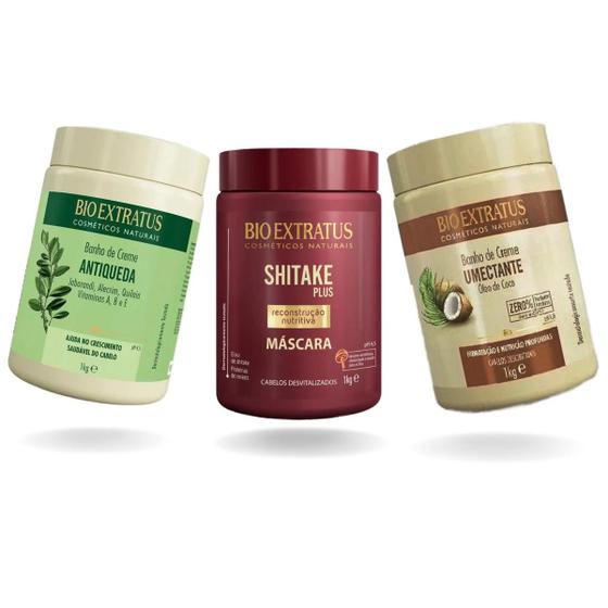 Kit Bio Extratus Antiqueda 1kg + Shitake Plus 1kg + Umectante 1kg - Kit ...
