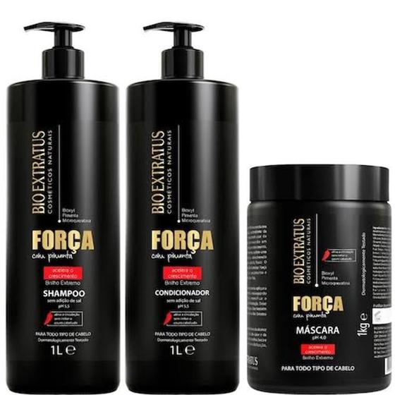 Kit Bio Extratus Força Com Pimenta Shampoo 1L + Condicionador 1L ...