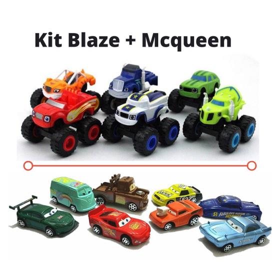 Kit Blaze Monster + Kit Carros Relâmpago Mcqueen - Good M - Carrinho de ...