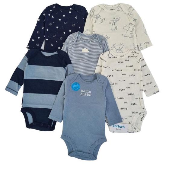 Kit Body Carters Manga Longa 6 Peças Bebe Menino Original Bori Bodi ...