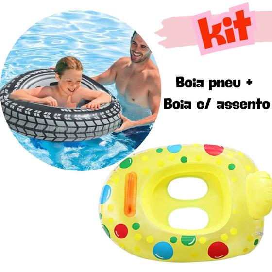 Kit boia com assento para crianças e bebês + boia pneu criança adulto ...