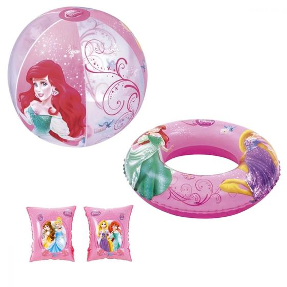 Kit Boia de Braco + Bola Inflavel + Boia Inflavel Princesas Disney Mor ...