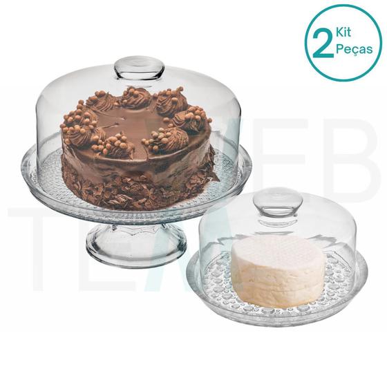 Kit Boleira com Pé Vitazza Prato 28cm para Bolo e Queijeira Petit Poa ...